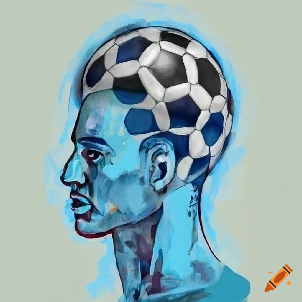 Artistic illustration of a man with a football head
