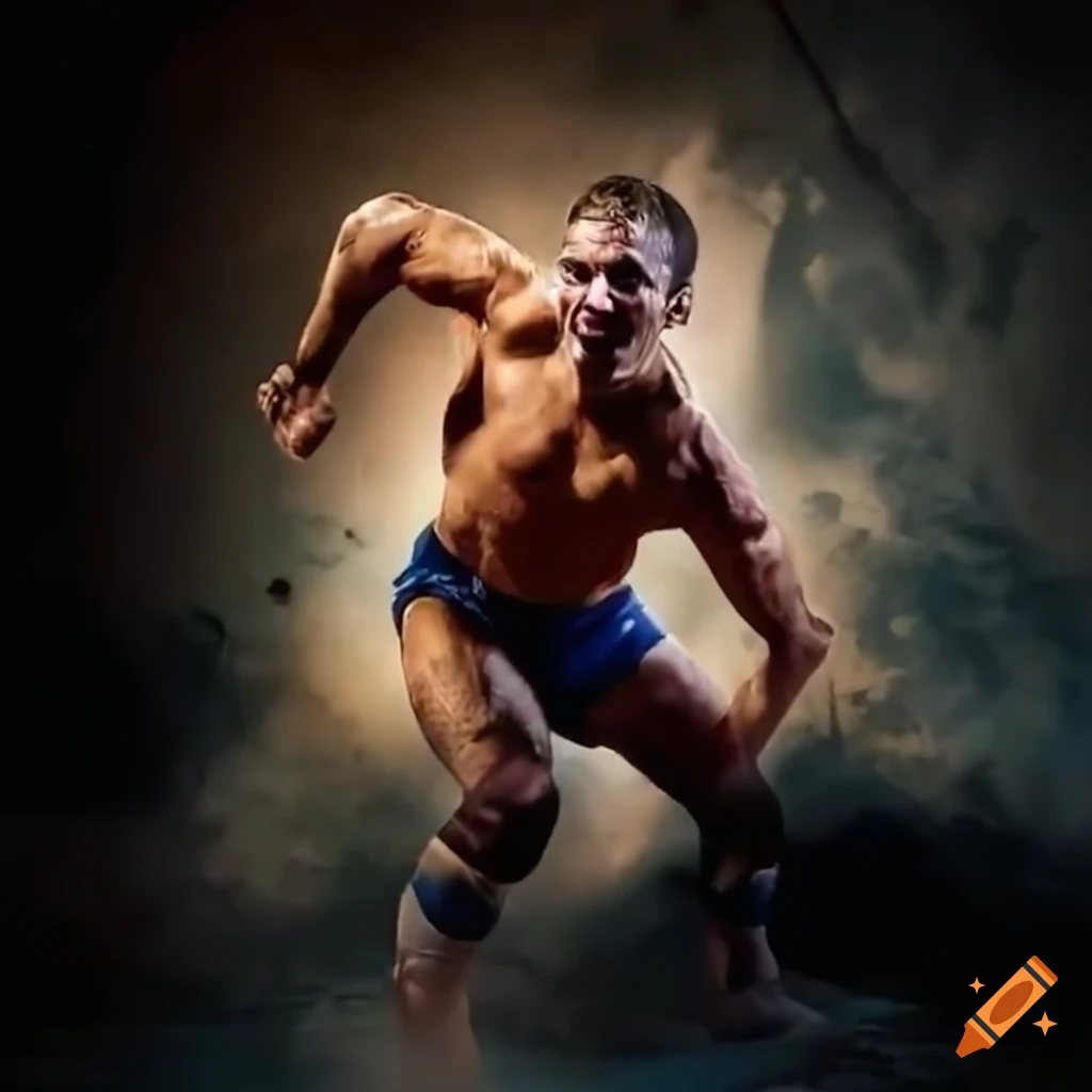 Wrestling match in progress on Craiyon