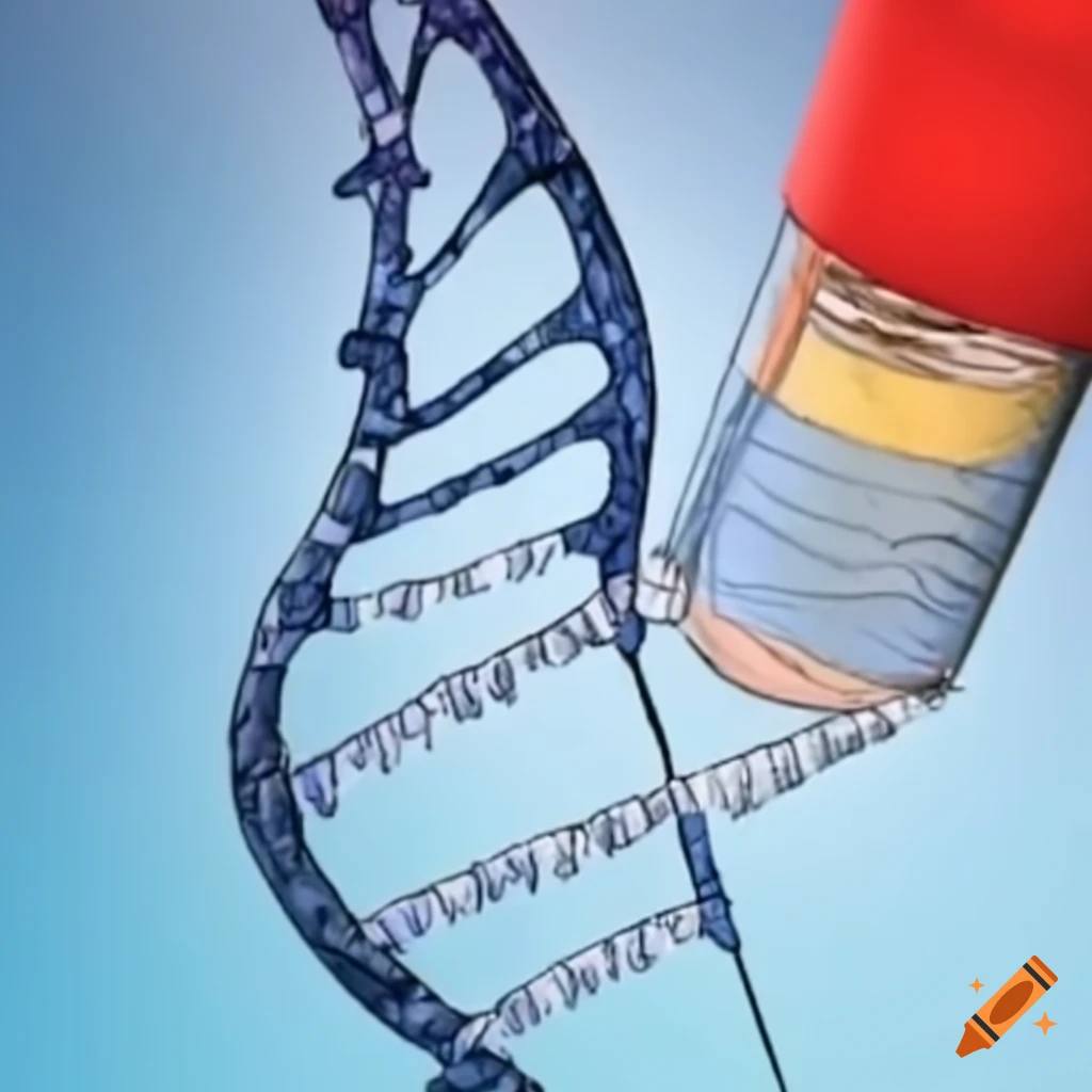 Cartoon illustration of dna and mrna modification on Craiyon
