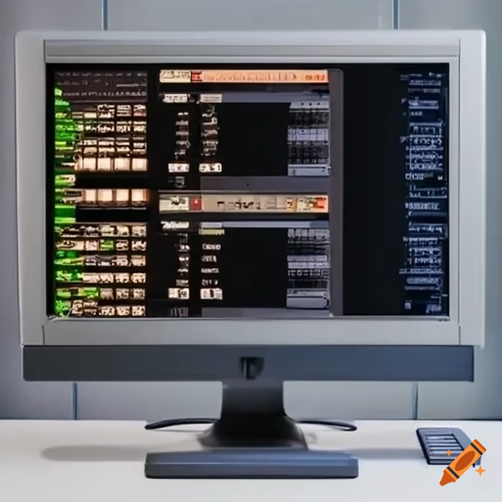 Monitor displaying classified data in a high-security facility on Craiyon