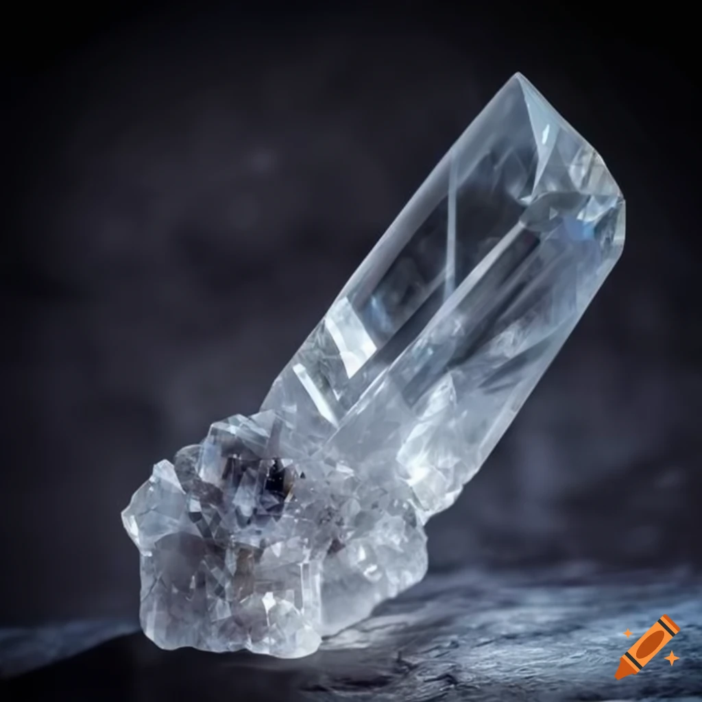 Clear rock crystal in a gray stone cave