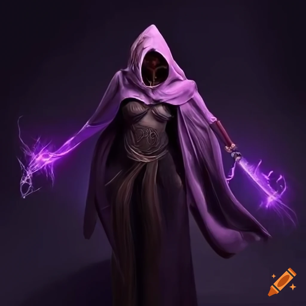 Art of a sorceress assassin queen casting magic spells on Craiyon