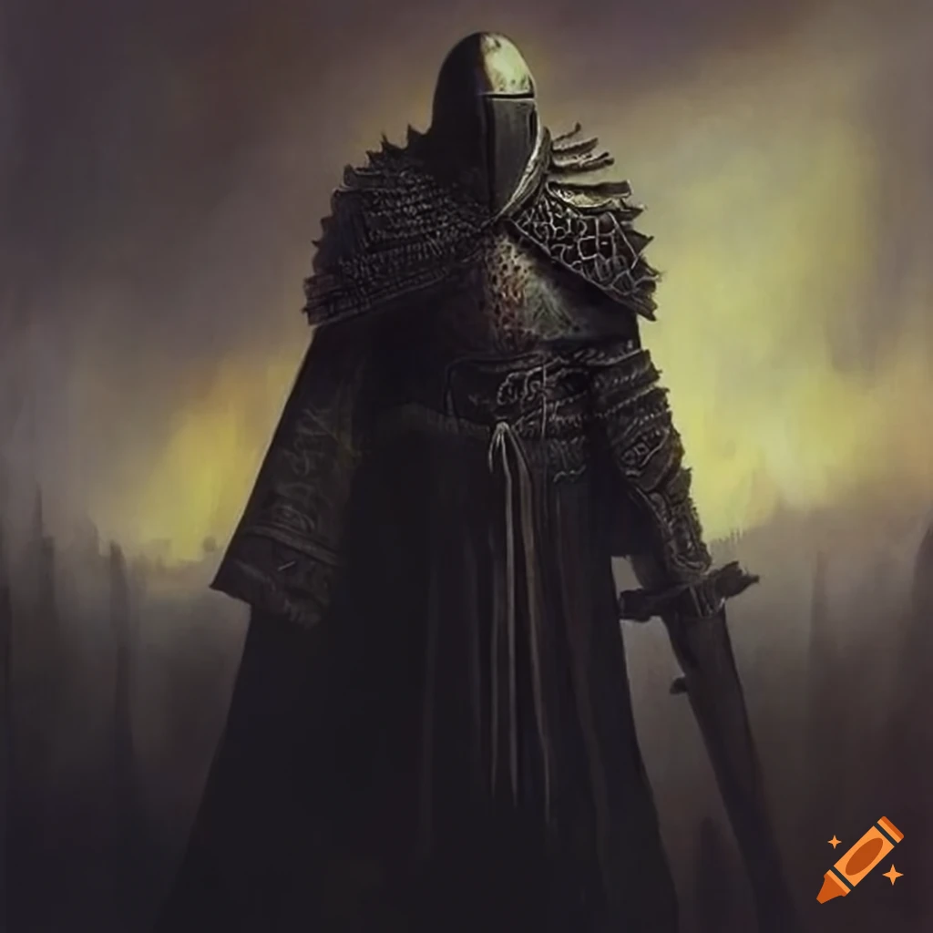 Painting of a black knight with a giant sword on Craiyon