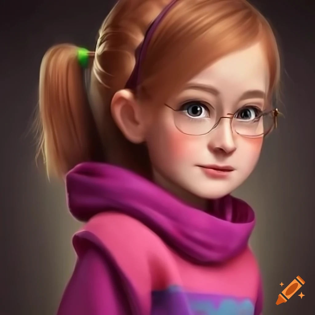 Realistic portrait of mabel pines from gravity falls on Craiyon