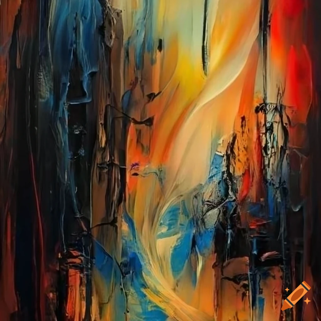 Abstract painting of a grieving mother on Craiyon