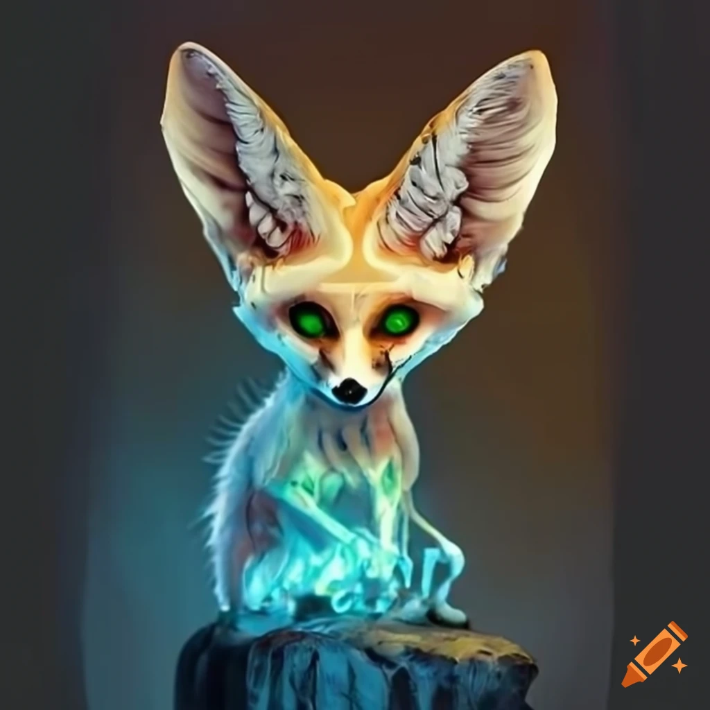 Fennec fox with glowing skeletal features on Craiyon