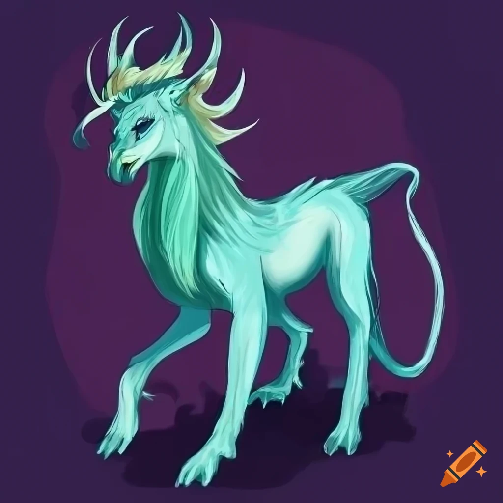 Elegant and graceful hybrid mythical creature with large expressive ...