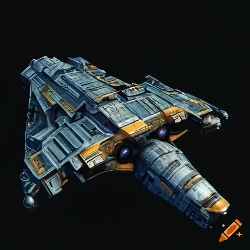 Detailed grey industrial spaceship from a top-down game on Craiyon