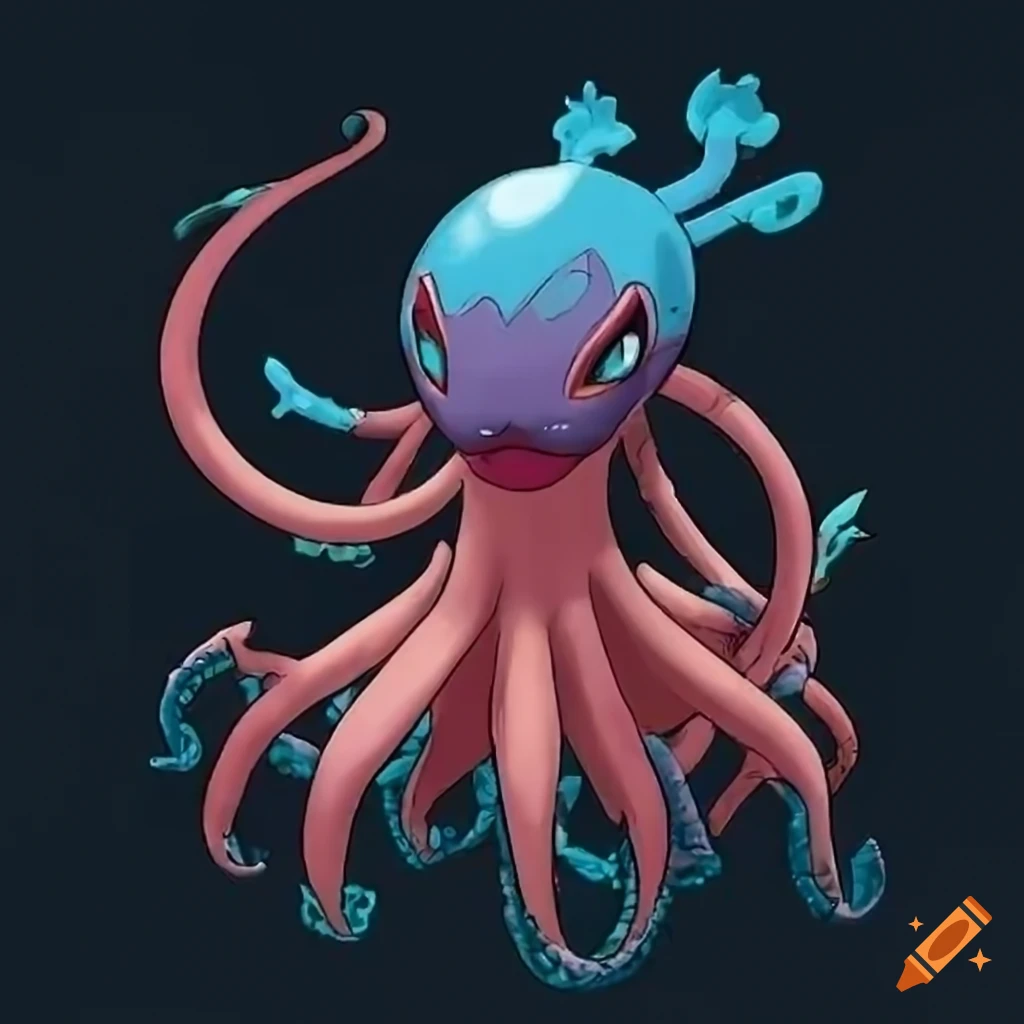 Illustration of a kraken pokemon