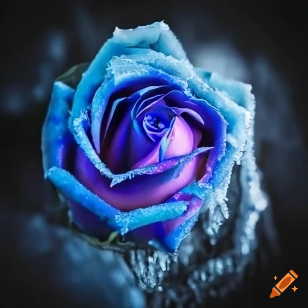Blue rose in a frozen cave on Craiyon