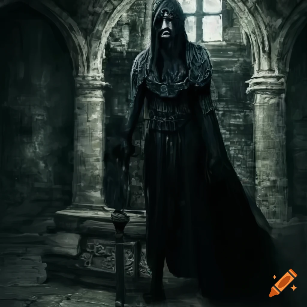 Gothic necromancer in a crypt on Craiyon