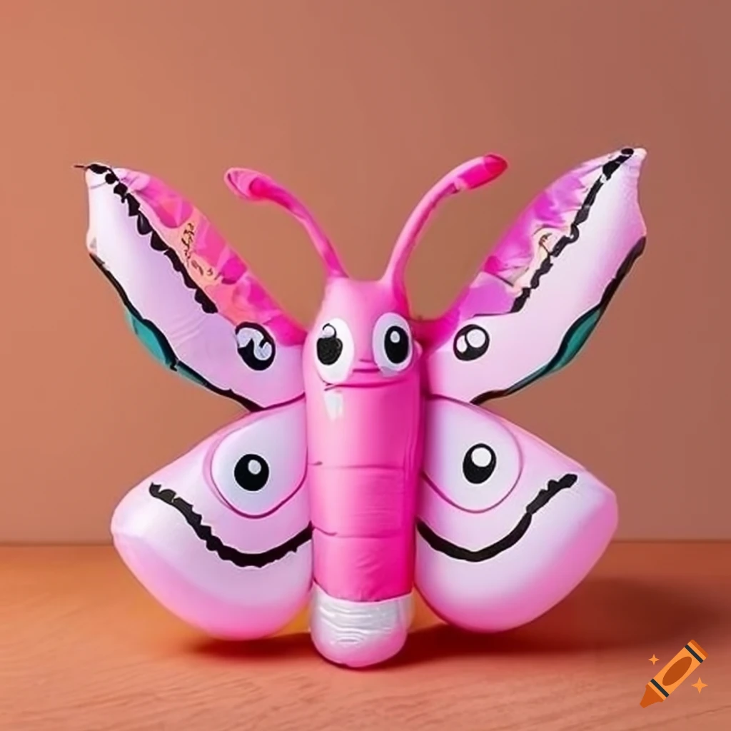 Pink moth-shaped inflatable toy