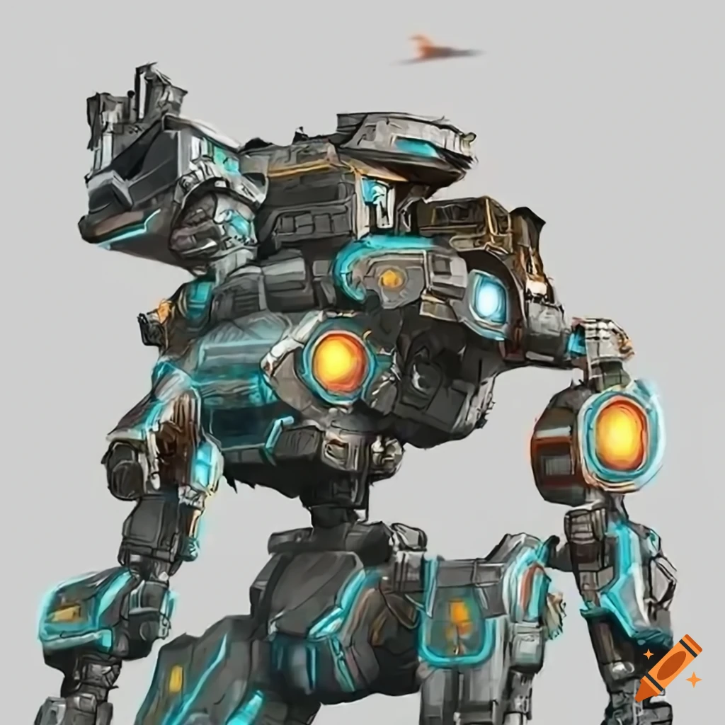 Illustration of a dog piloting a mech in NYC on Craiyon