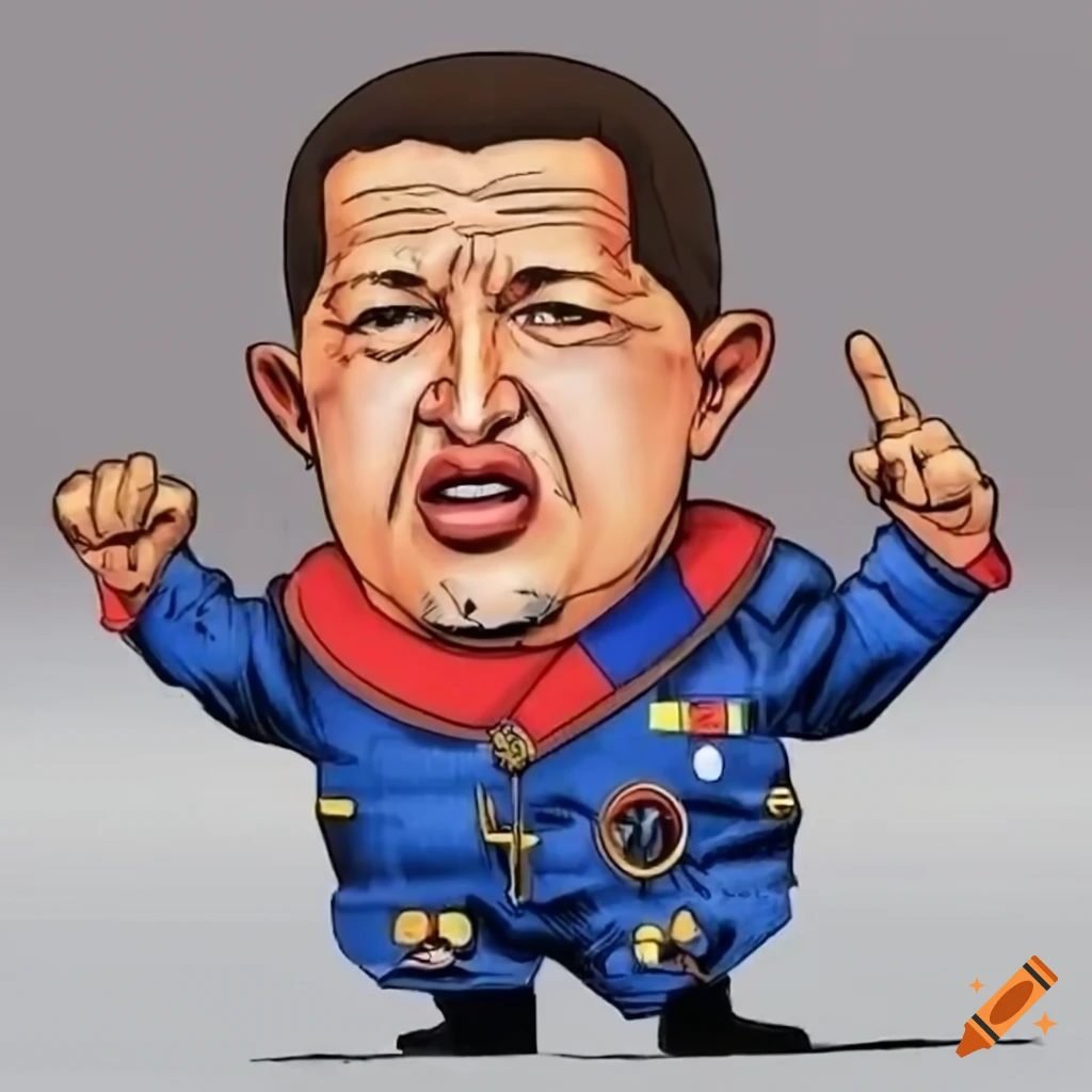 Comic illustration of Hugo Chavez Frias on Craiyon