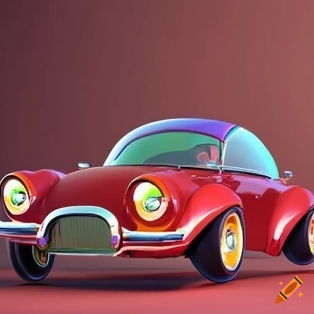Red animated car character named Speedy Pete on Craiyon