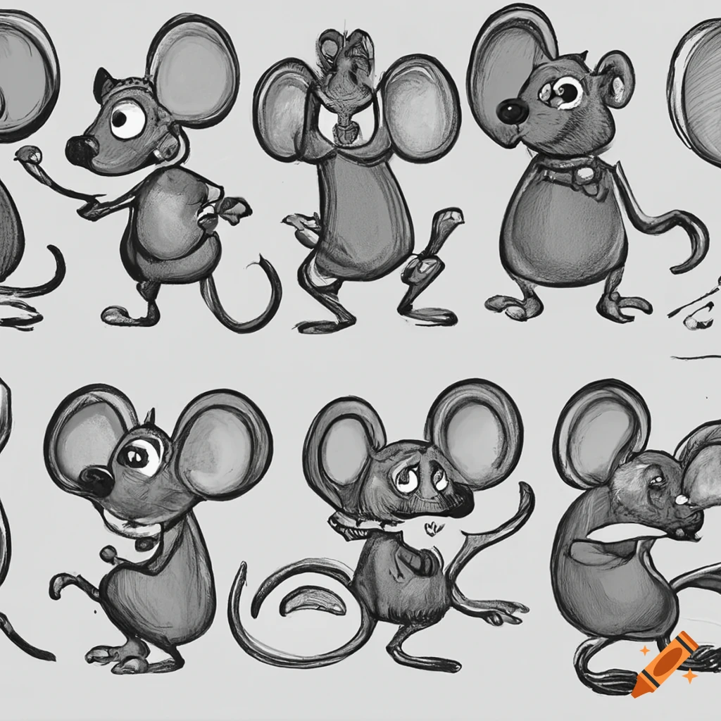 Various styles of a mouse character