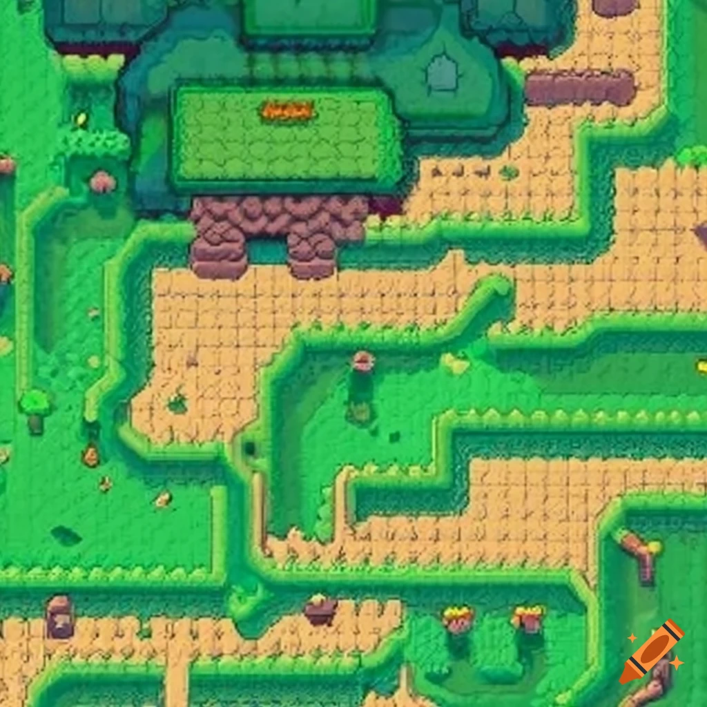 Map of a pokemon route with grass and desert areas on Craiyon