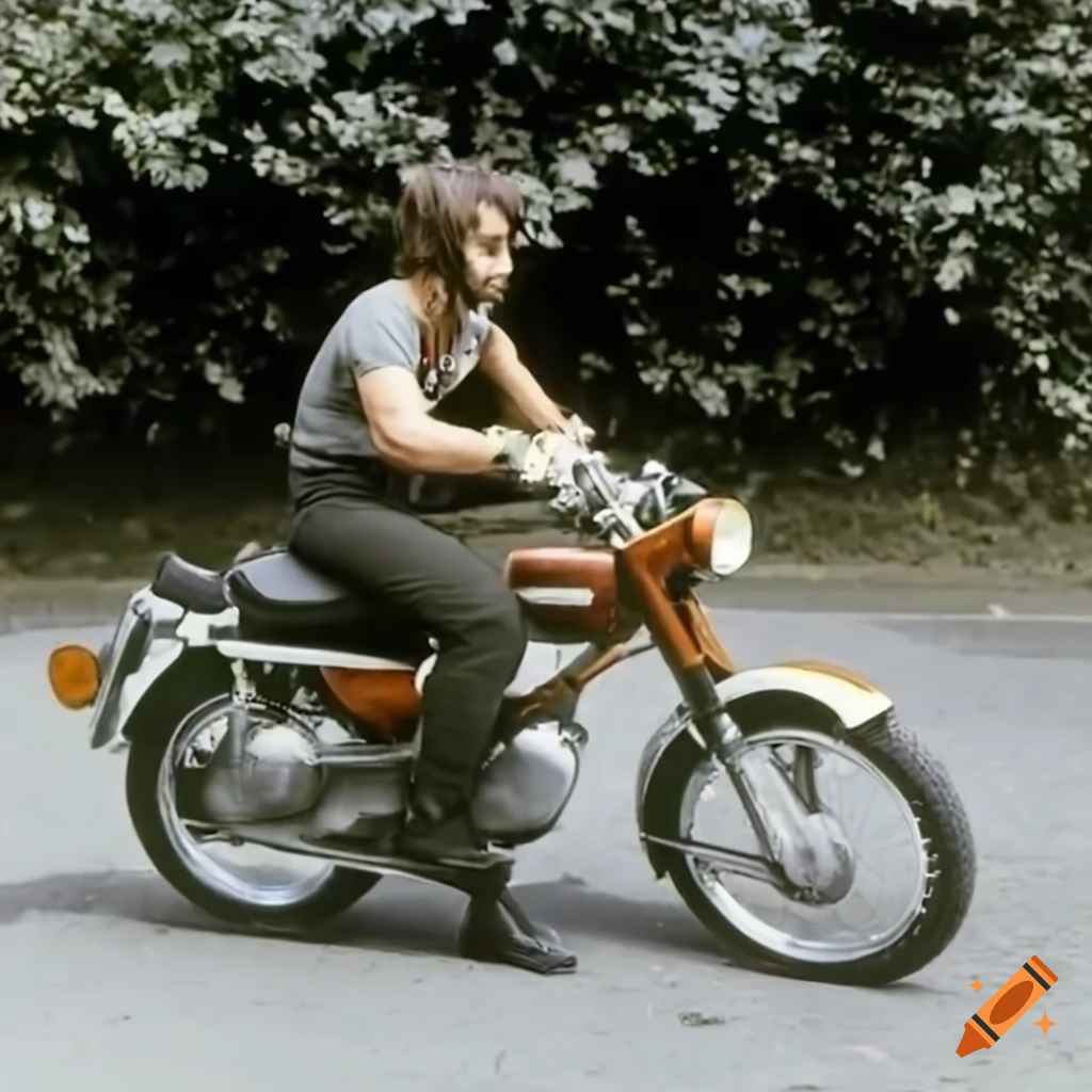 Vintage biker on a triumph tiger 110 motorcycle with shotgun