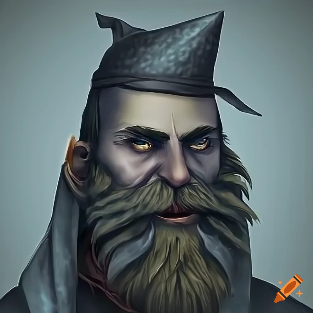 Illustration of a wizard with a long beard and a pointy hat