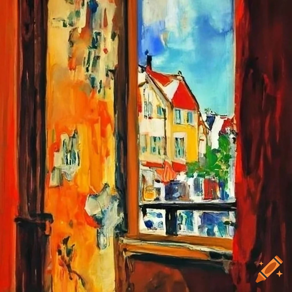 Artistic view through a window with flowers