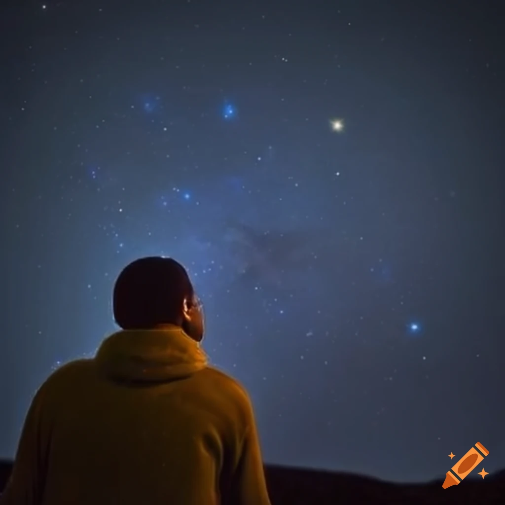 Man observing a constellation of stars