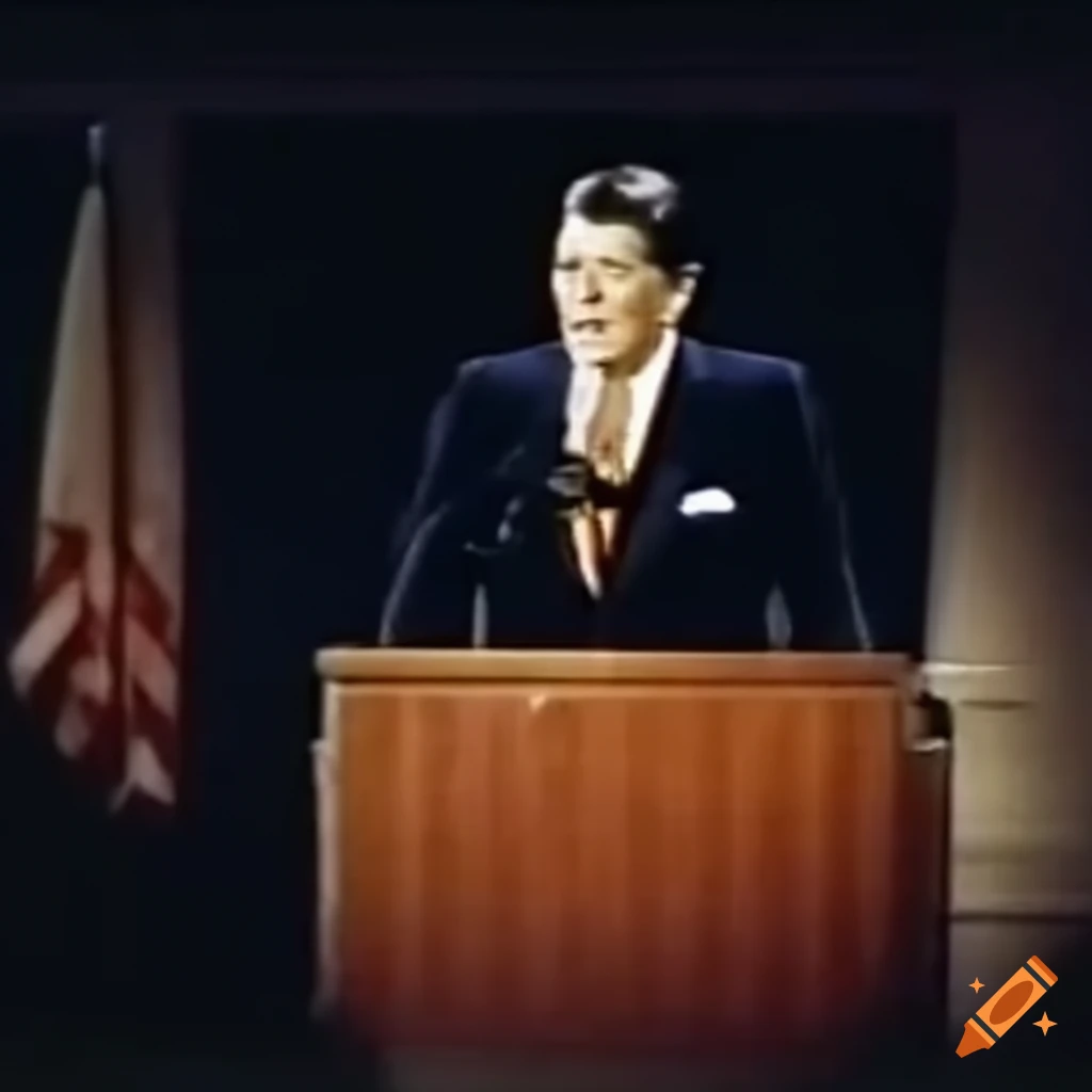 Ronald reagan giving a speech on house fires in 1988 on Craiyon