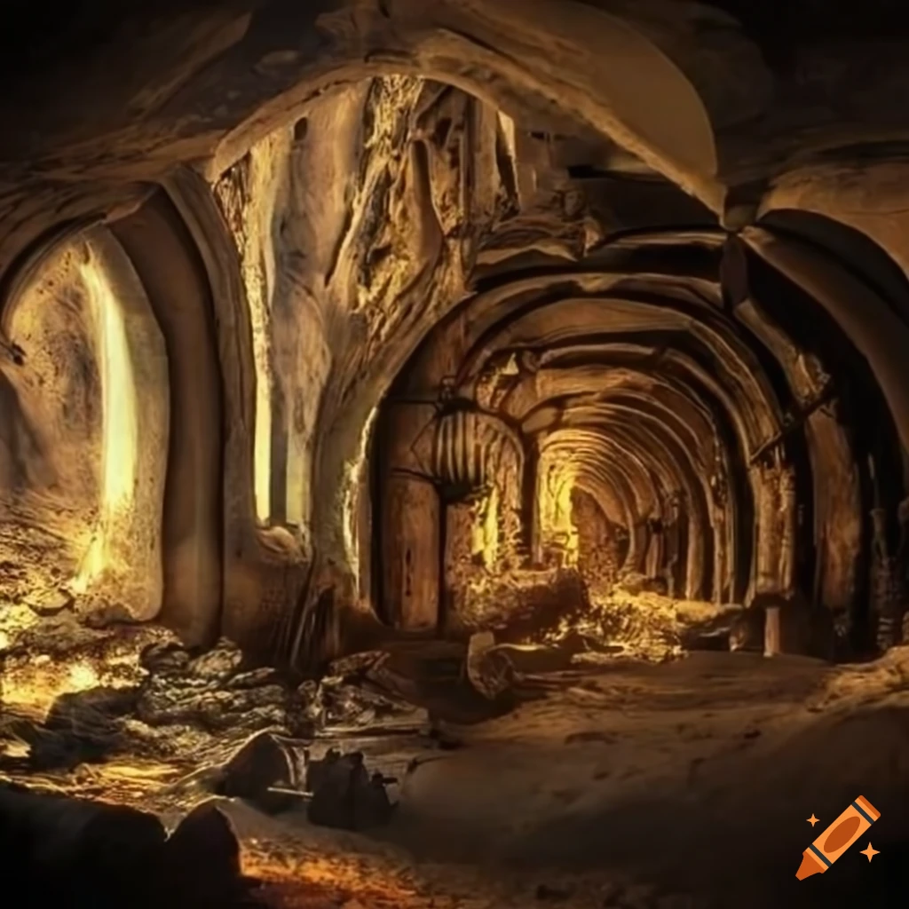 Steampunk machinery in a cave on Craiyon