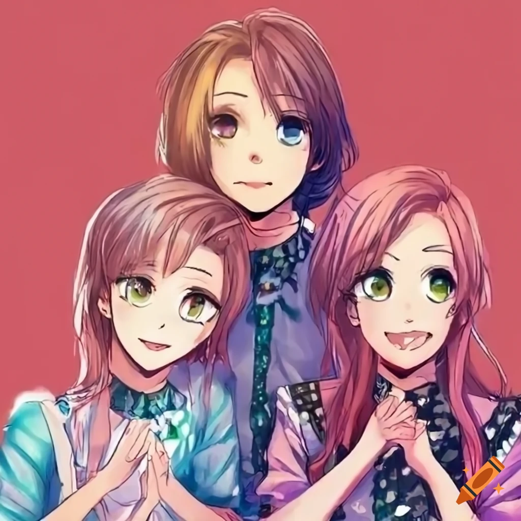 Manga-style illustration of three friends