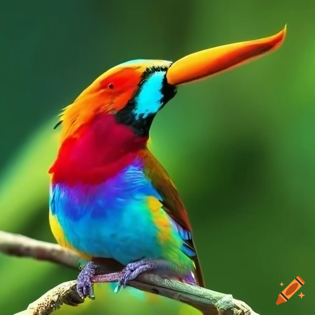Colorful birds in 5d art on Craiyon