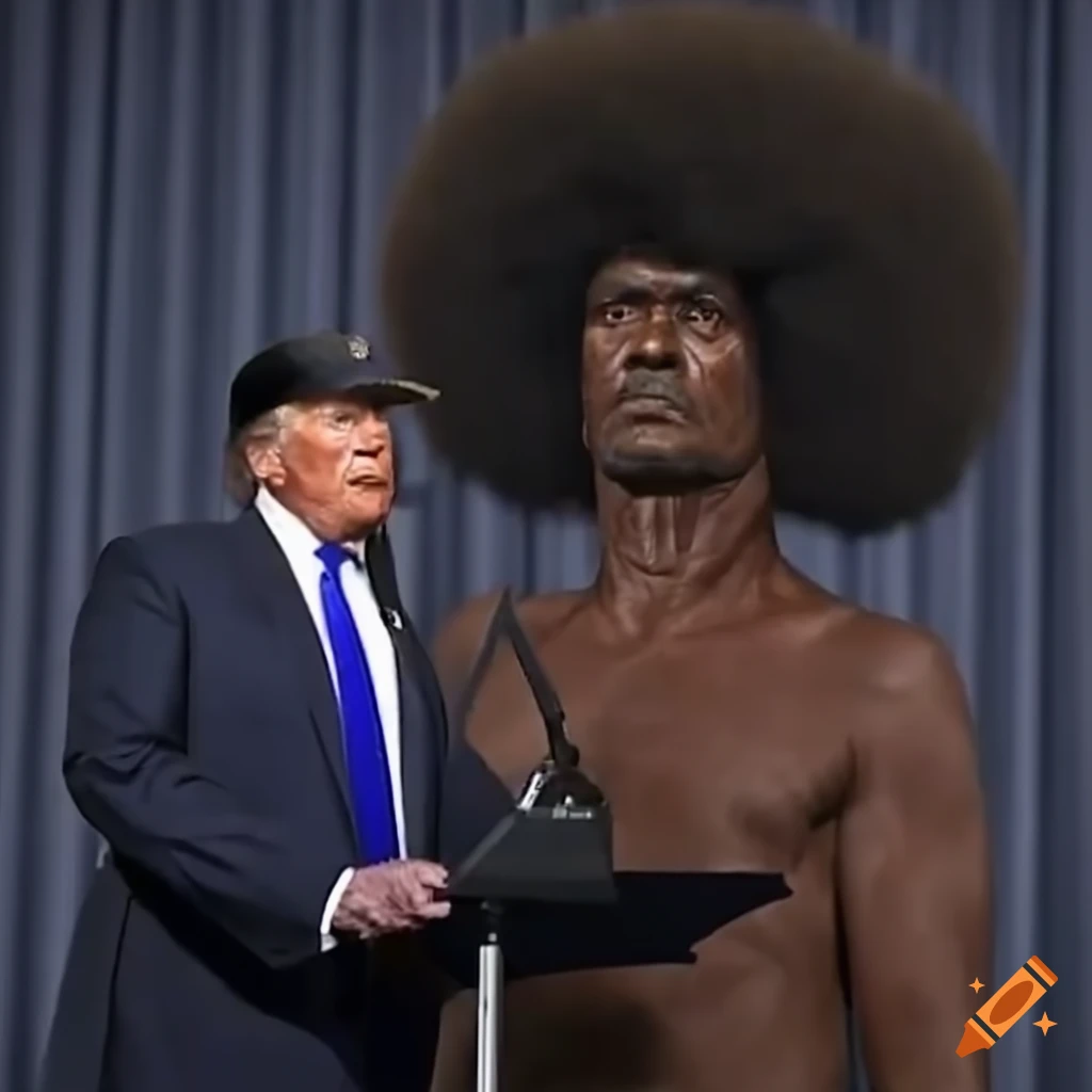 Intricately detailed satire portrait of an old black man with an afro ...