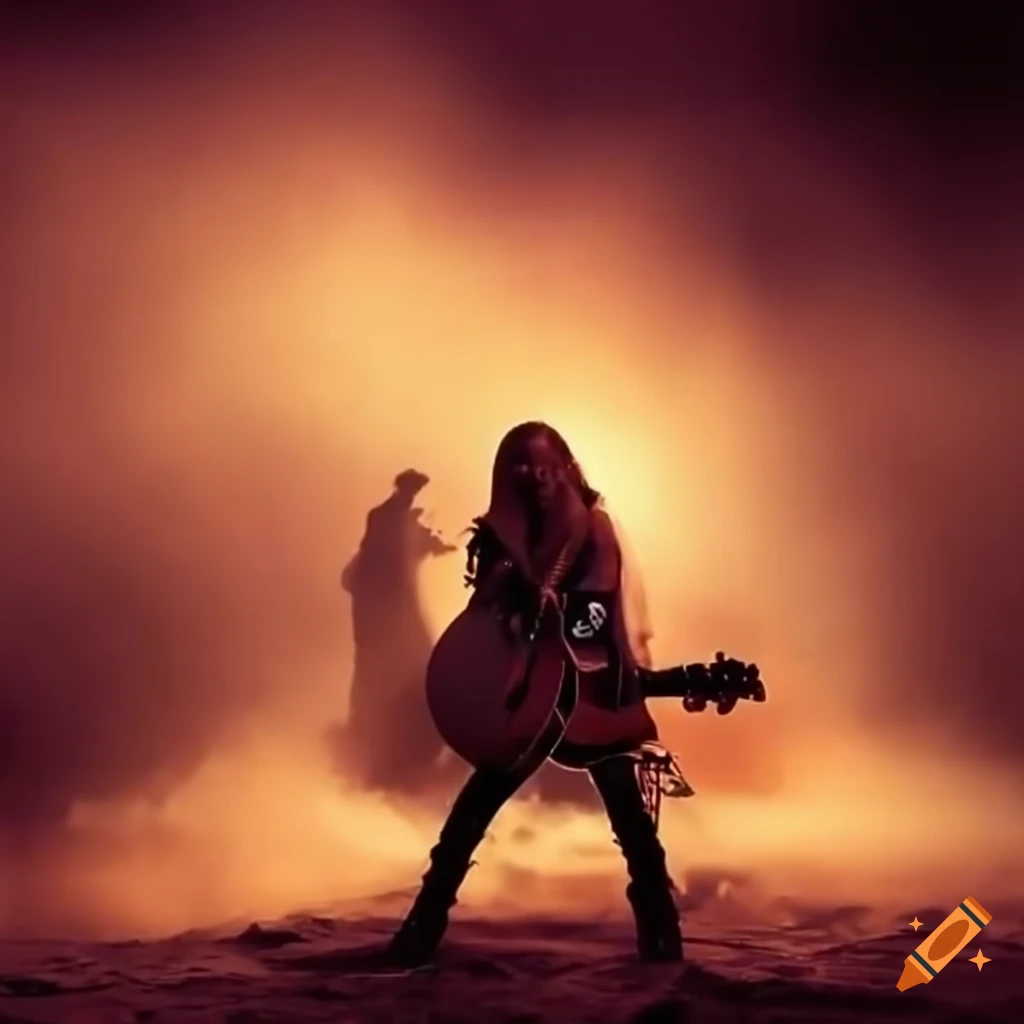 Rock band playing in a sandstorm