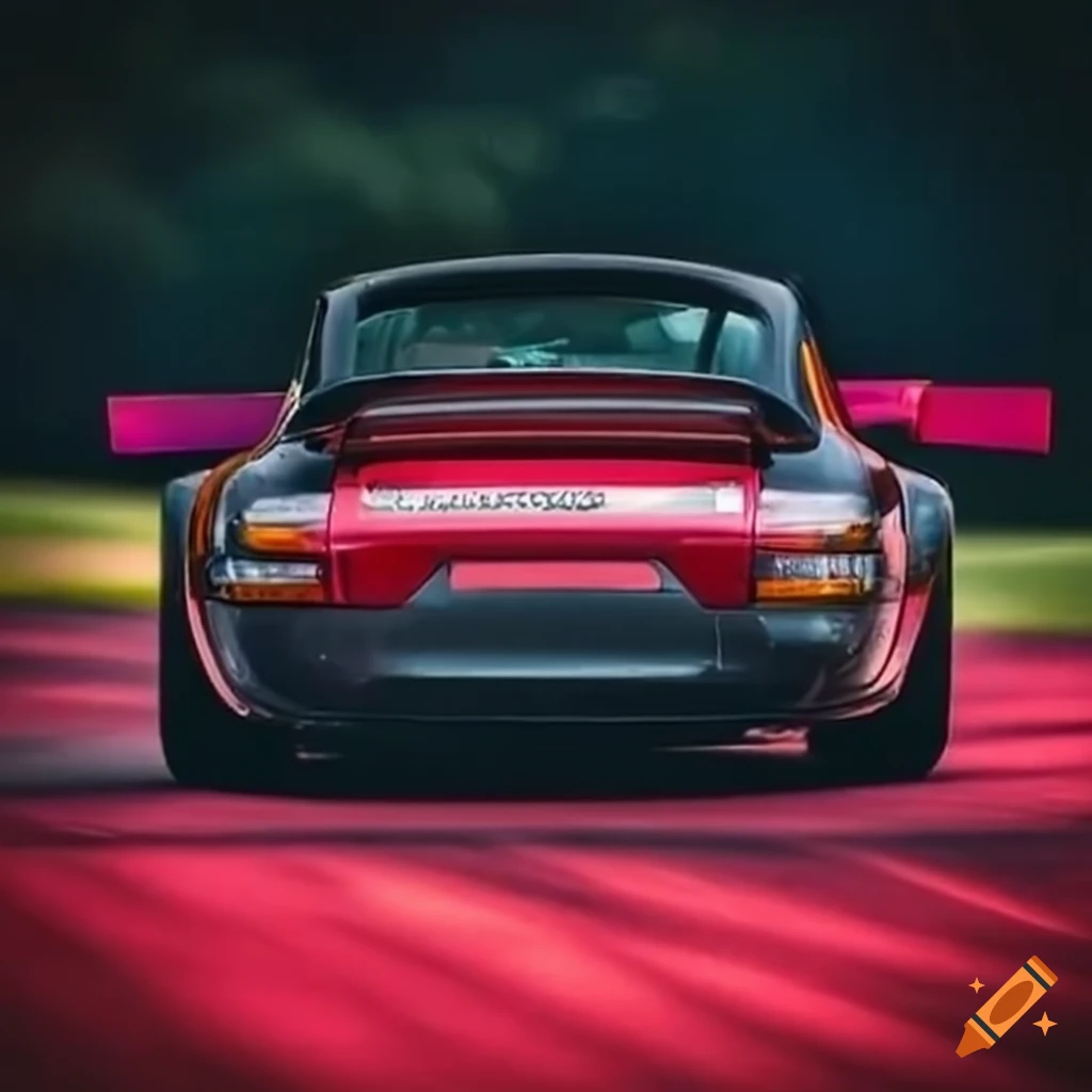 Rear view of a 993 porsche on the race track on Craiyon