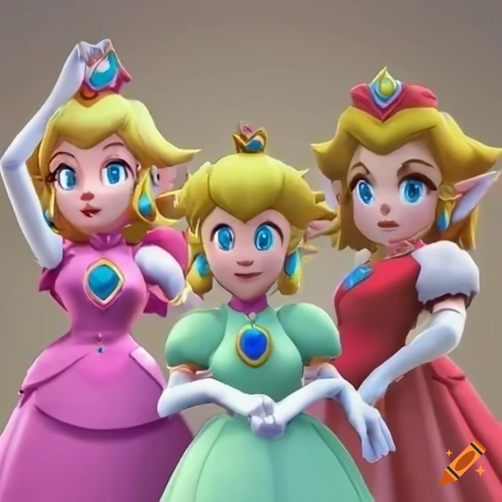 Cosplay of Princess Peach and Link posing together on Craiyon