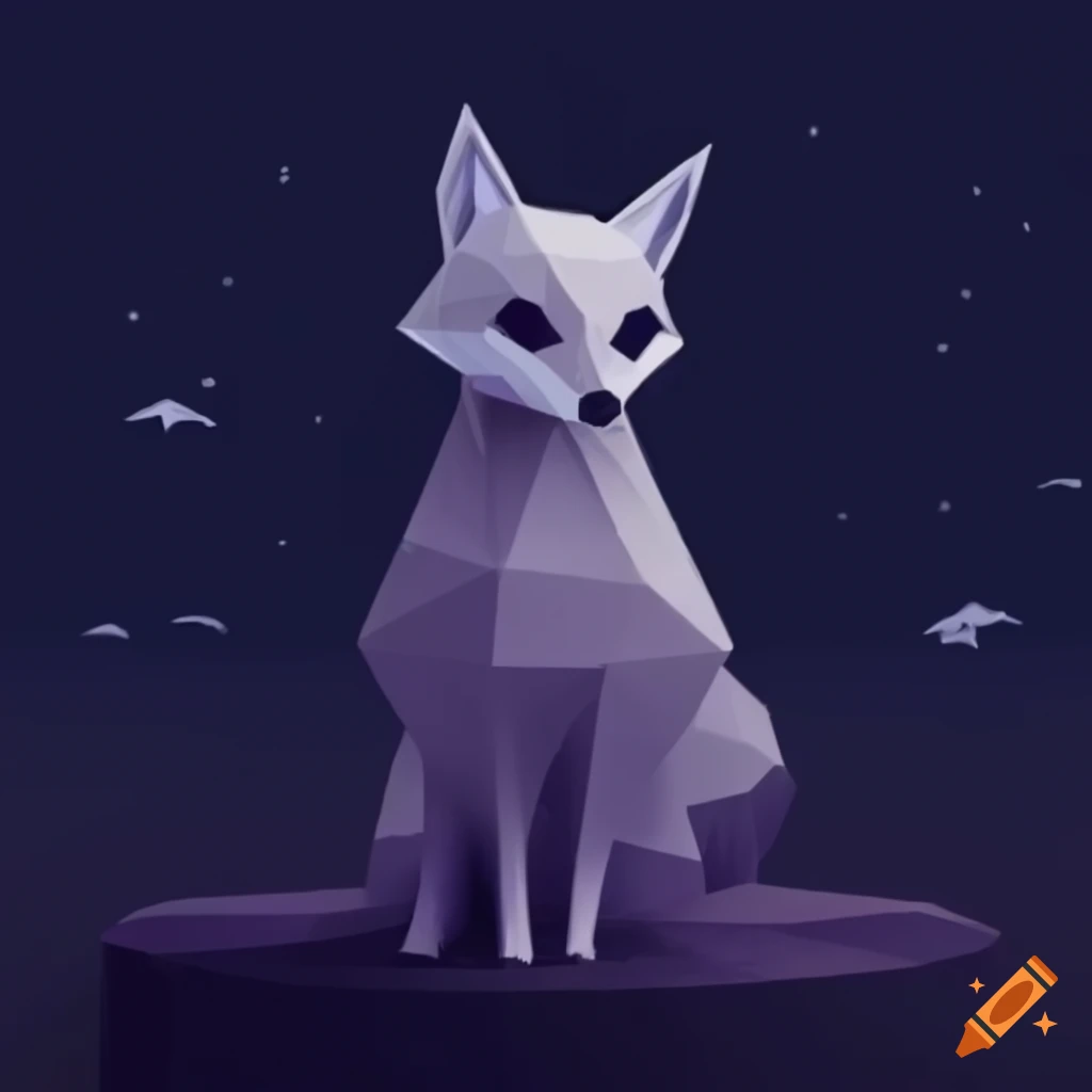 Low poly cute fox in a mysterious forest on Craiyon
