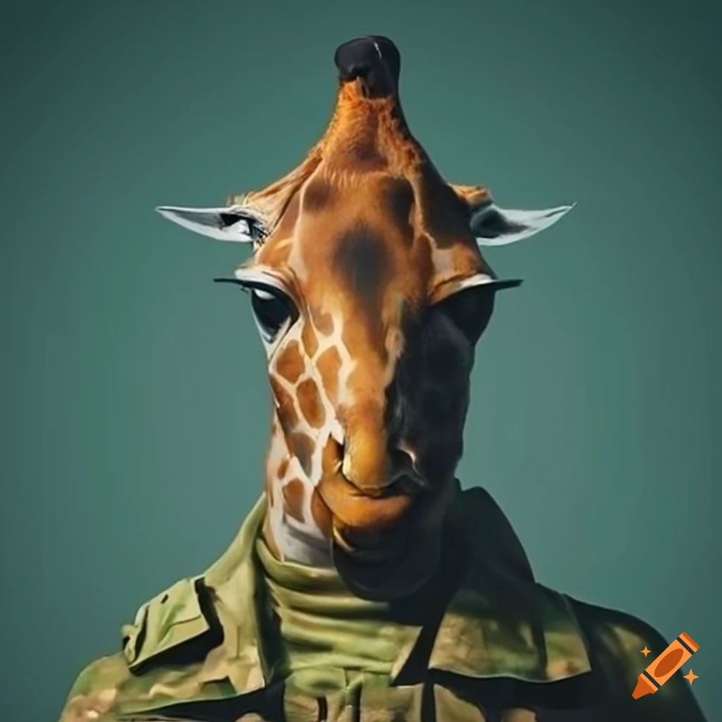 Funny military giraffe illustration on Craiyon