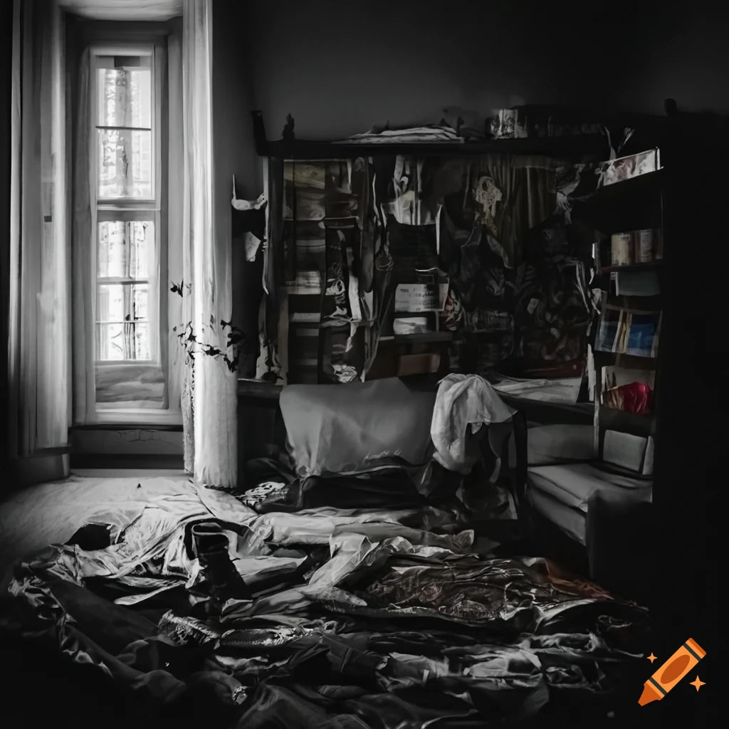 Conceptual image of a messy old room on Craiyon