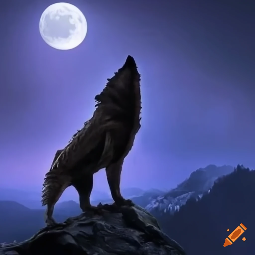 Mysterious creature howling at the moon on Craiyon