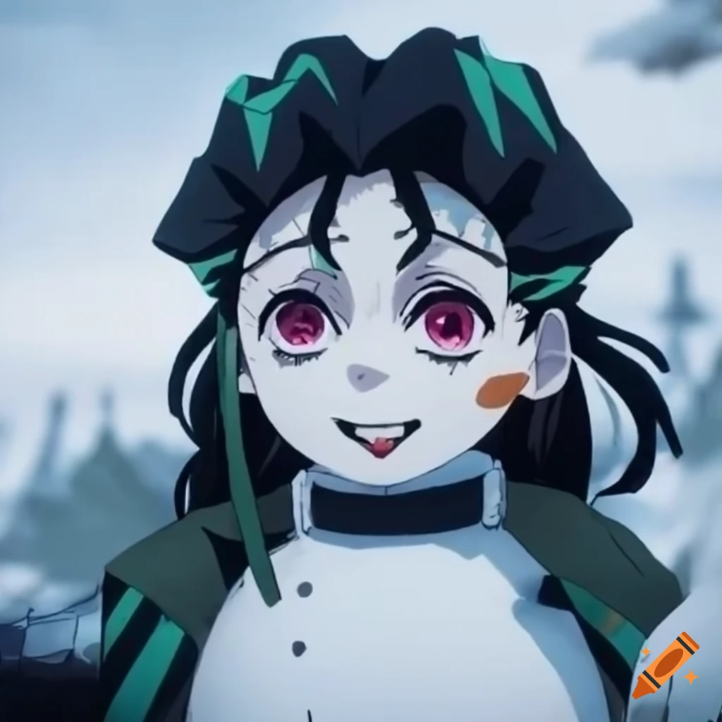 Illustration of a demon slayer snowman on Craiyon