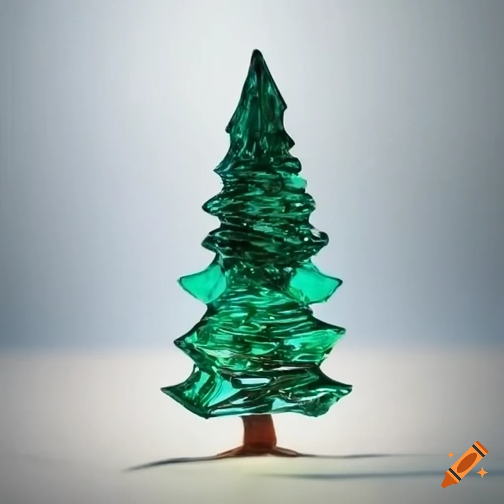 Artistic representation of a glass pine tree on Craiyon