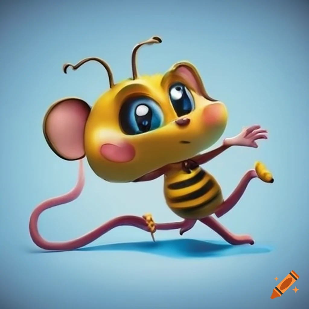 Artistic depiction of a mouse and bee combined on Craiyon