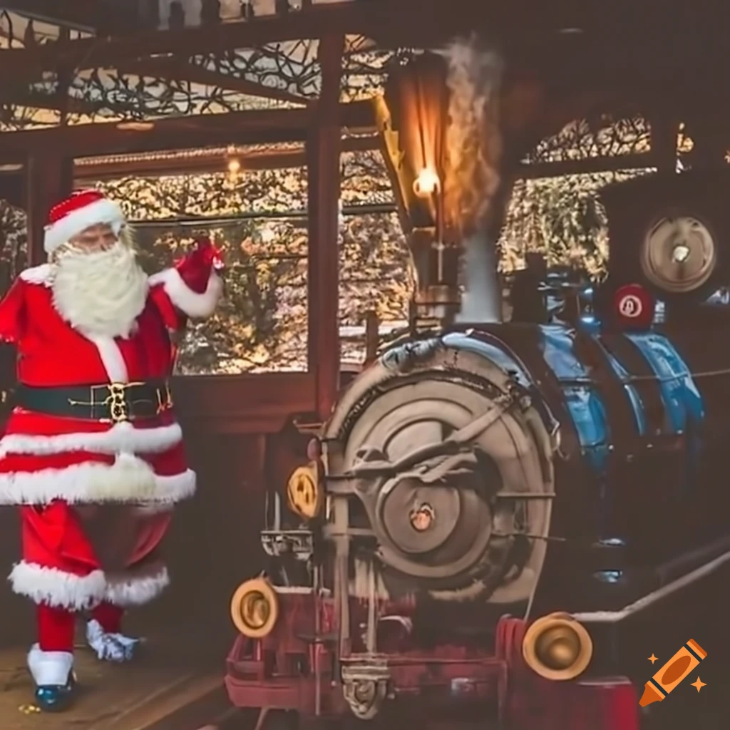 Santa claus and monkeys riding a rollercoaster on Craiyon
