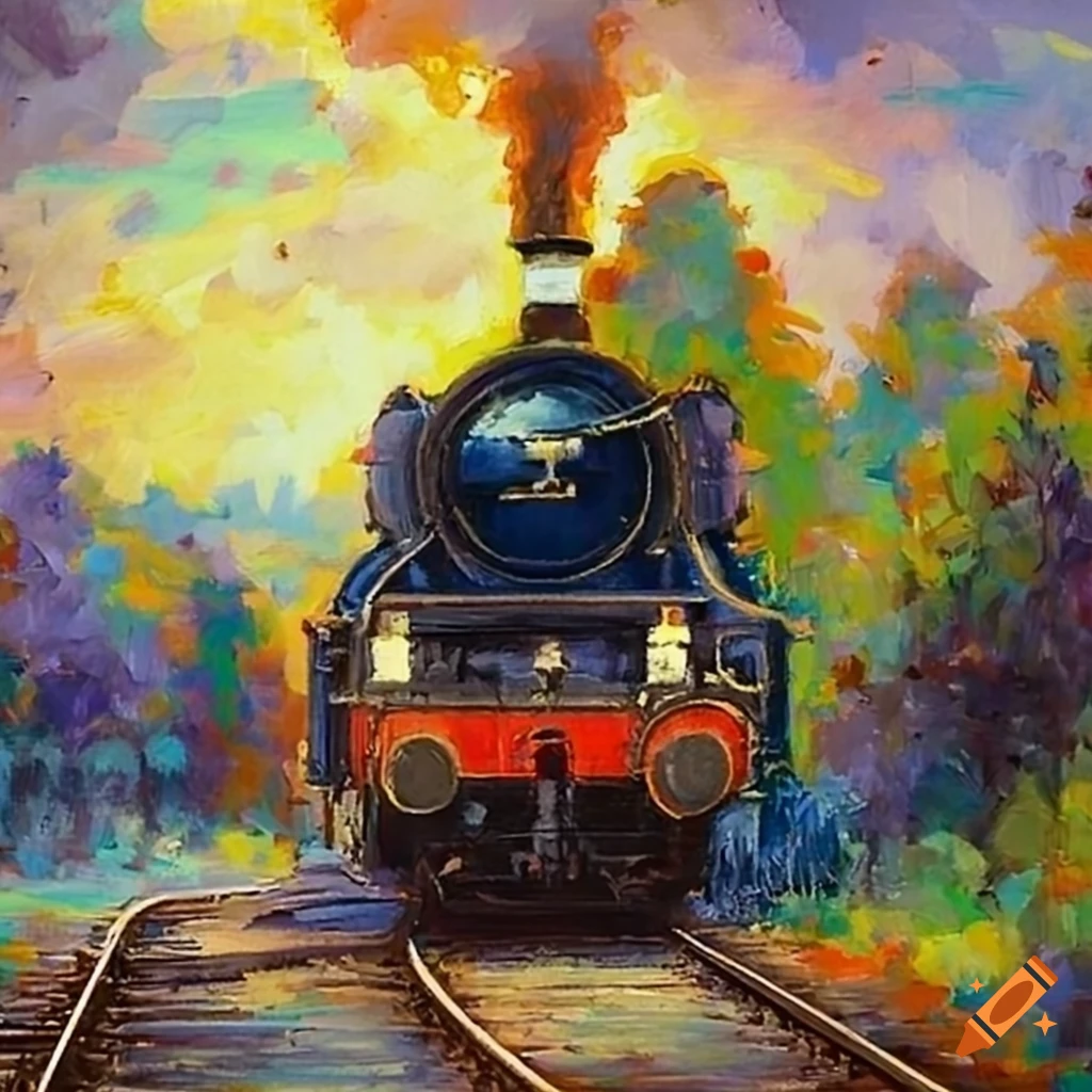 Impressionist painting of a steam train on Craiyon