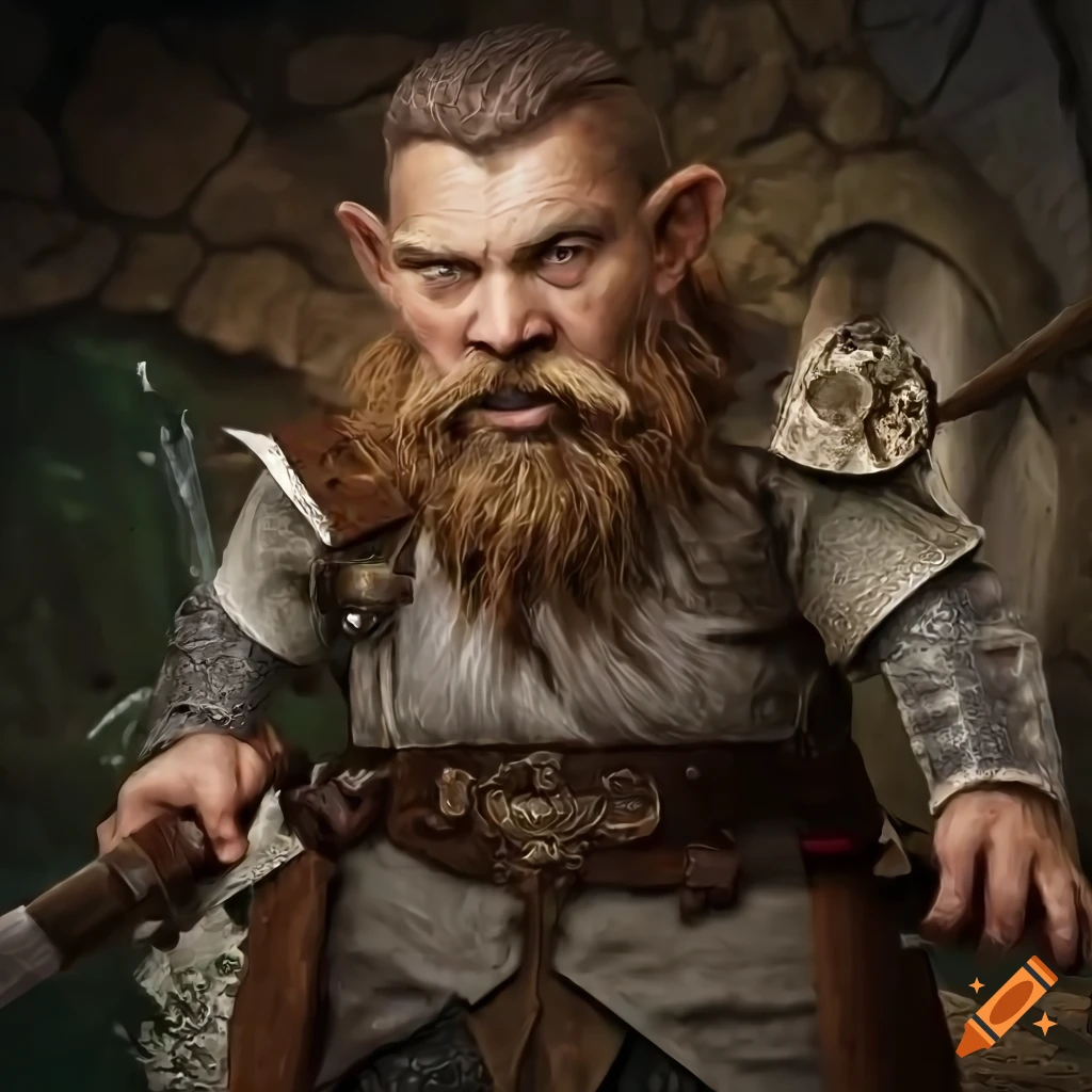 Portrait of a male rock gnome with steampunk machinery