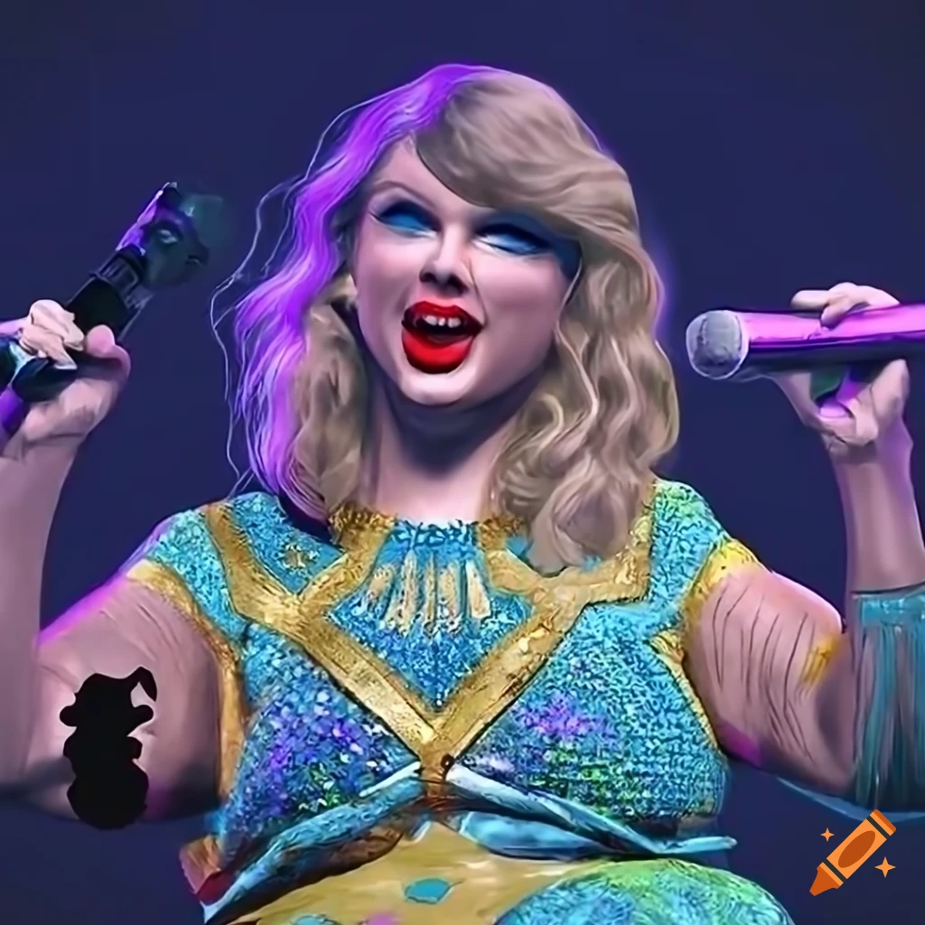Satirical artwork of Taylor Swift in concert on Craiyon