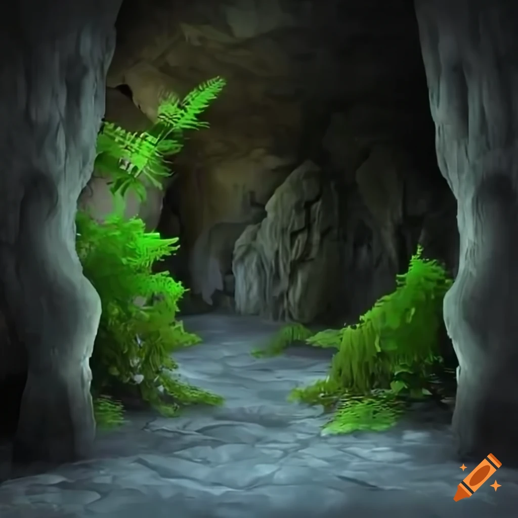 Image of a cavern with stone columns and benches on Craiyon