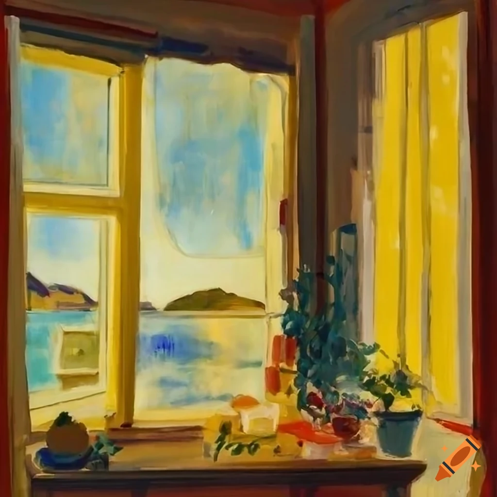 View through a window with bright light and flowers on Craiyon