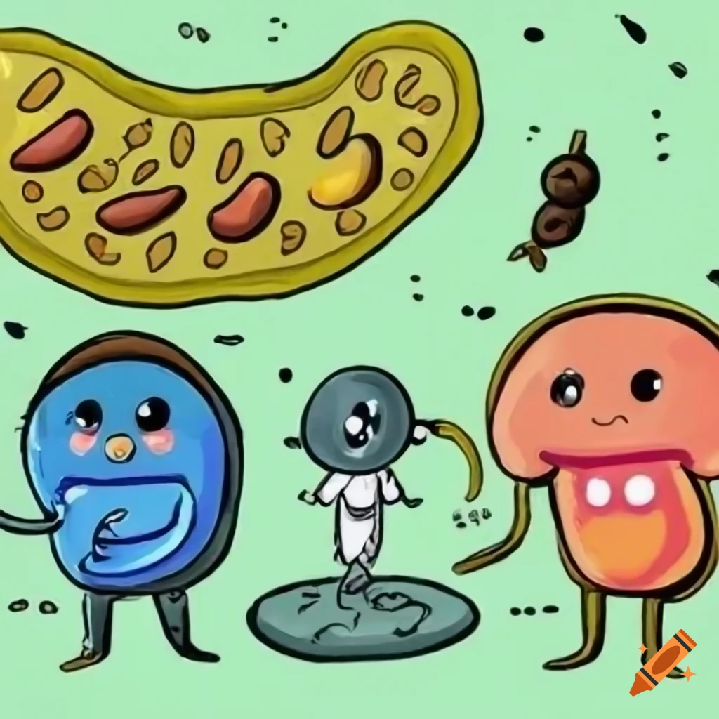 Cartoon depicting mitochondrial dna transmission and repair on Craiyon