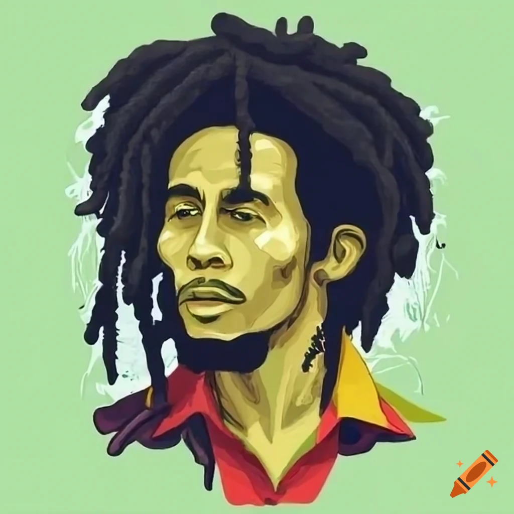 Pixar-style illustration of bob marley