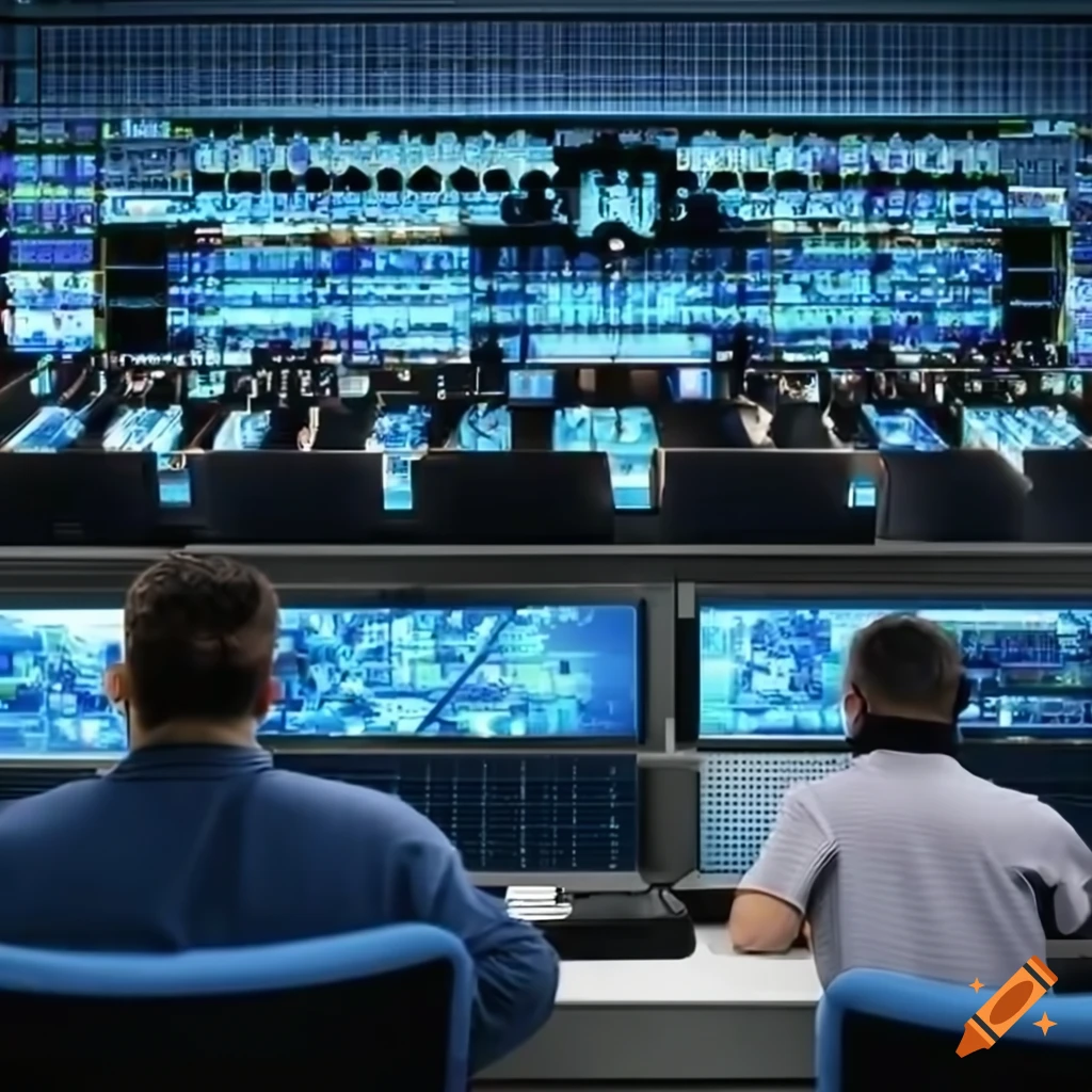 Picture of a cyber security operations center on Craiyon