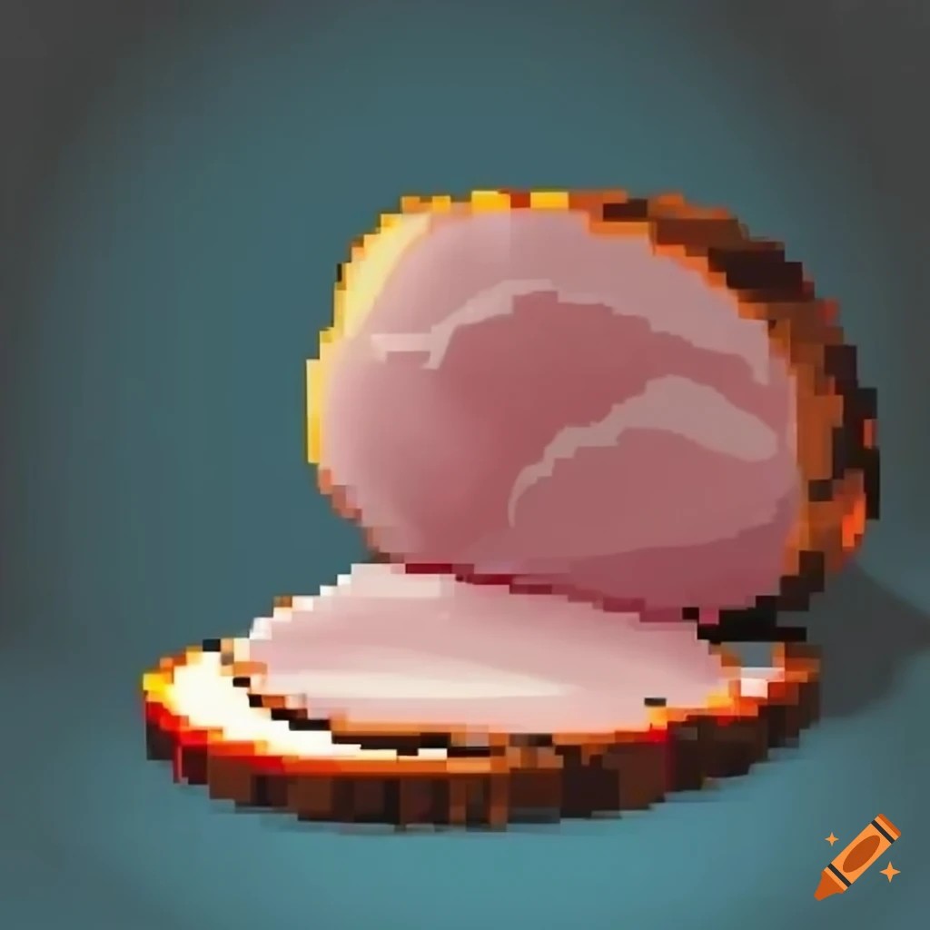 8-bit style image of slicing ham